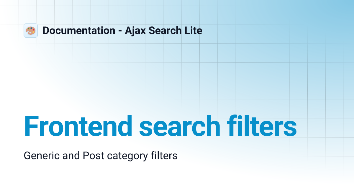 Frontend search filters | Documentation - Ajax Search Lite